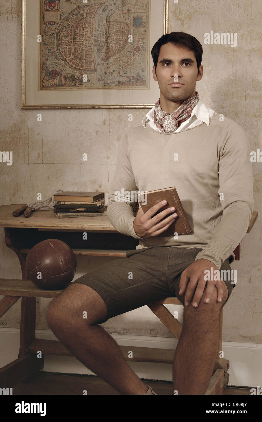 Young mediterranean-looking man in historic school setting Stock Photo ...