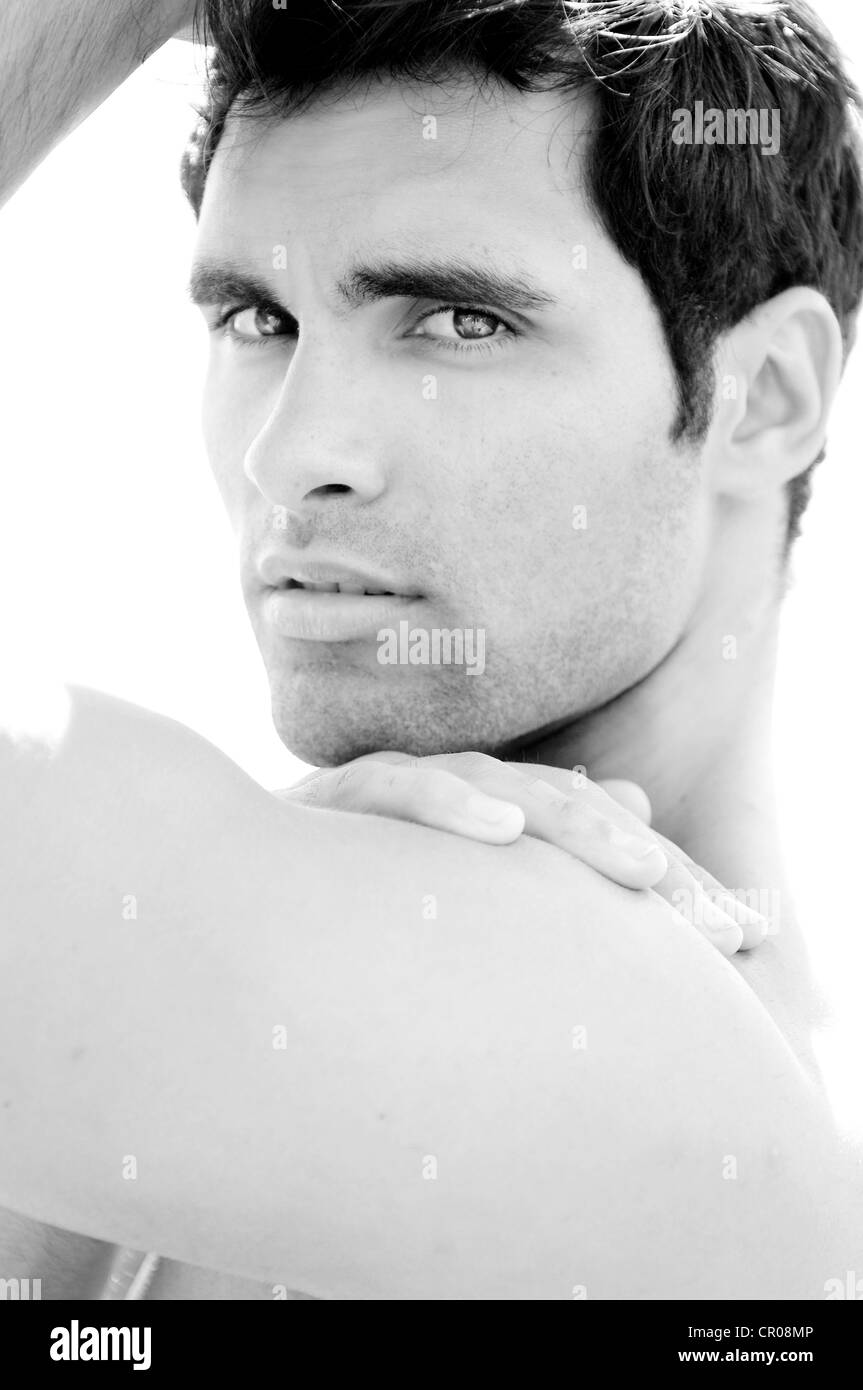Portrait young attractive man Black and White Stock Photos & Images - Alamy