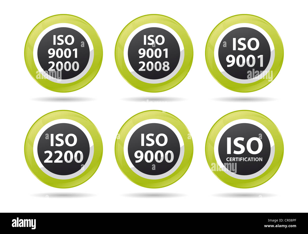 iso icons for different certifications Stock Photo - Alamy
