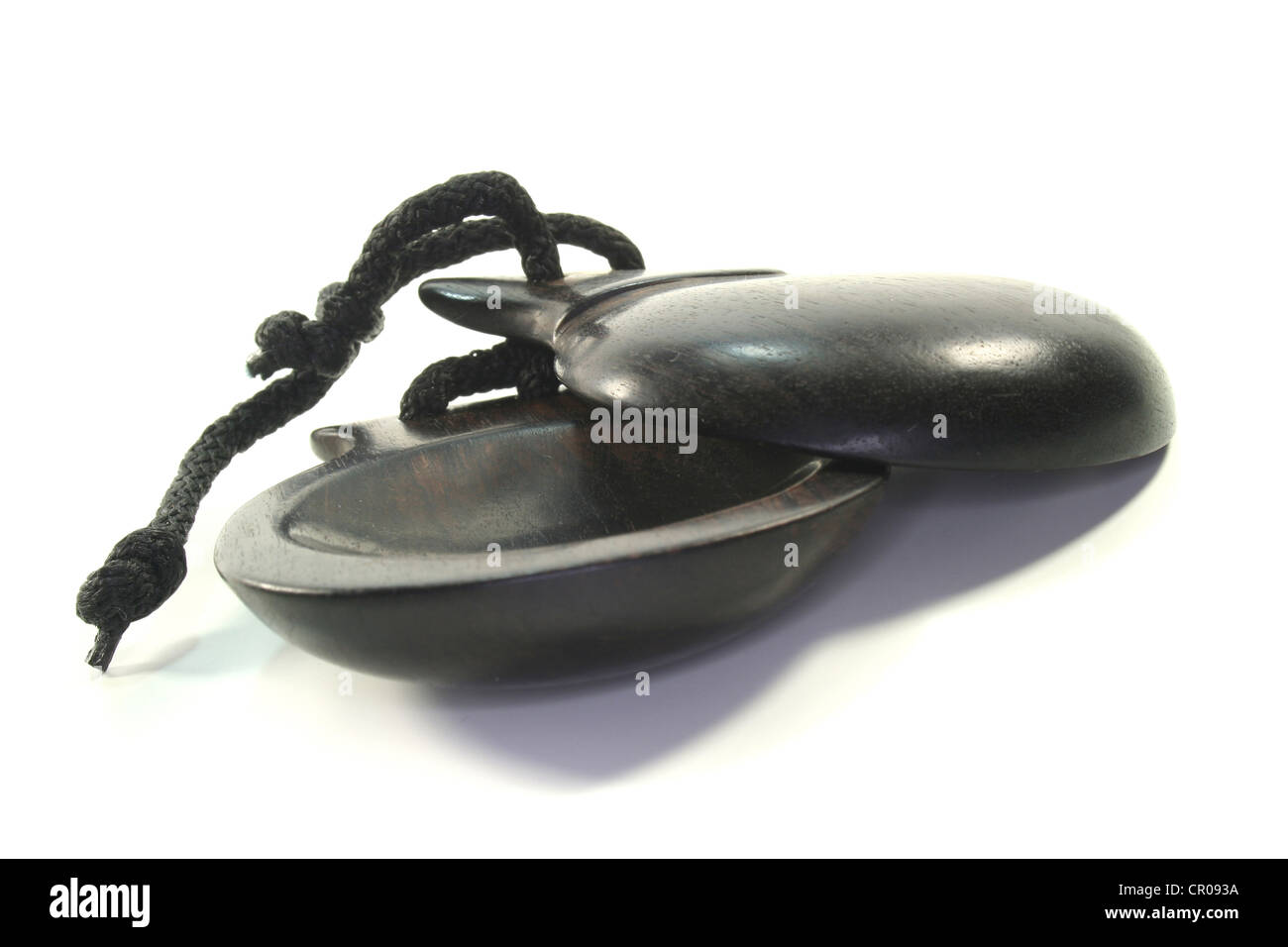 a brown Castanet on a white background Stock Photo - Alamy