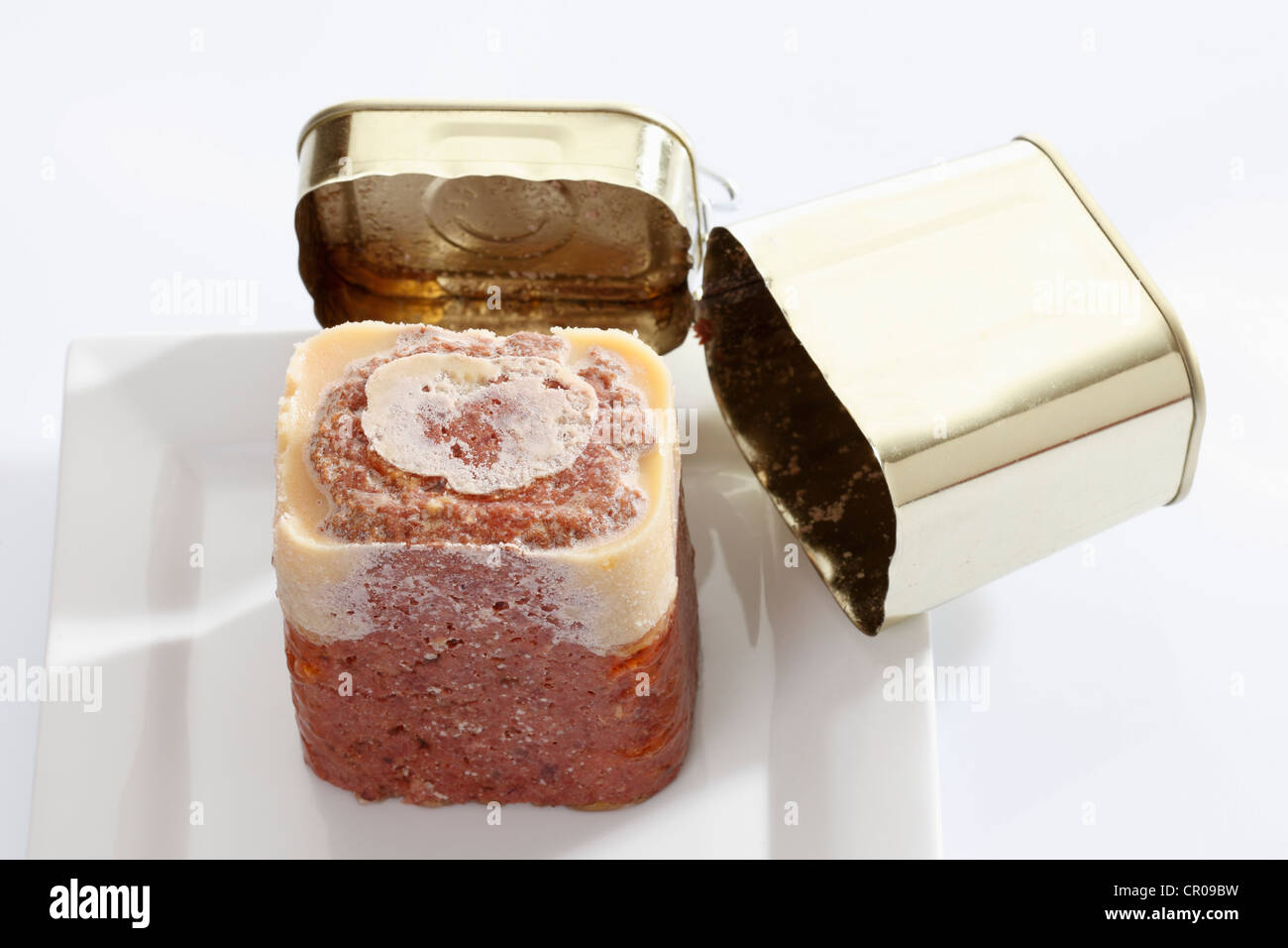 Tin of corned beef on a plate Stock Photo - Alamy