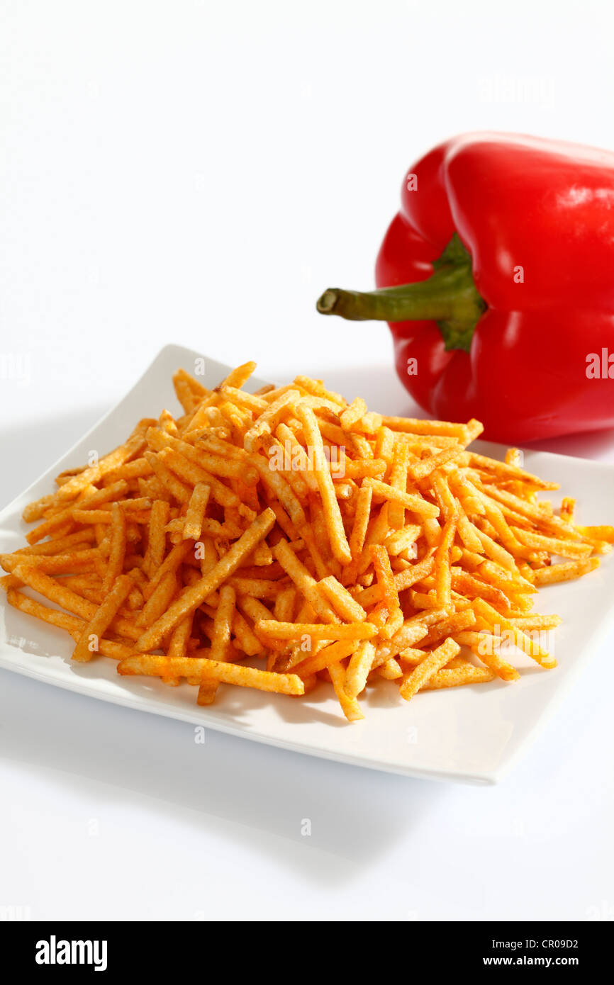 Potato sticks with a bell pepper Stock Photo - Alamy