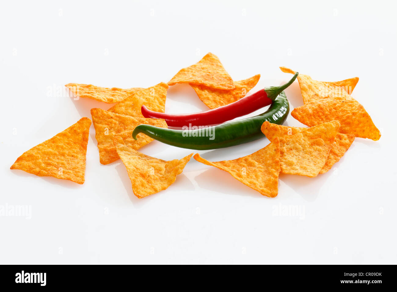 Tortilla chips with hot peppers Stock Photo - Alamy