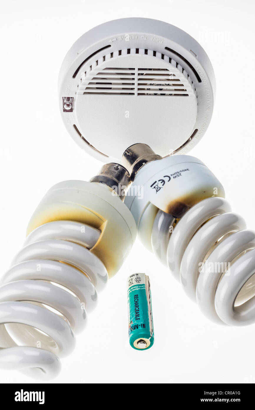 light bulbs showing scorched insulators before burnout failure, and ...