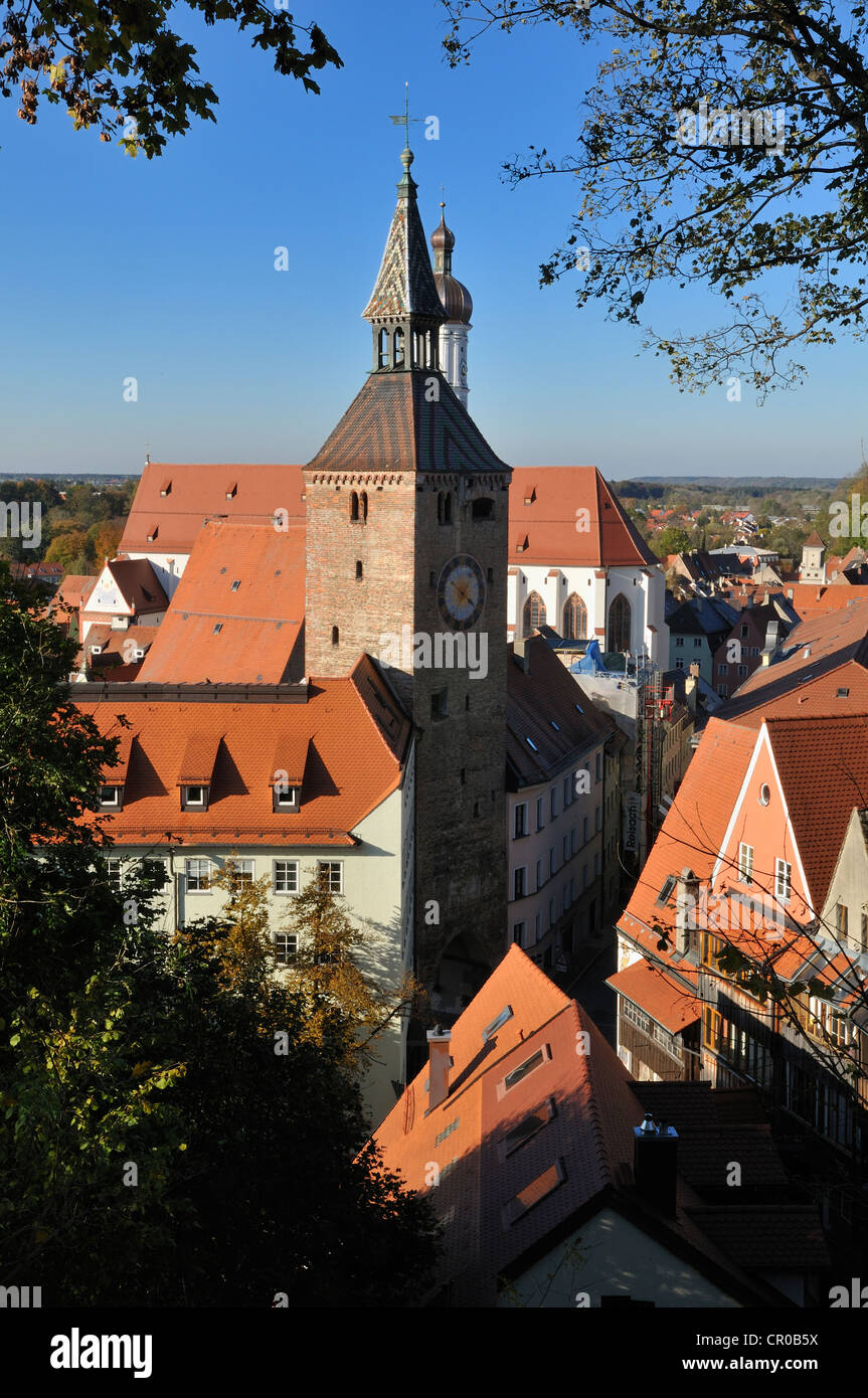 Overlooking the historic town of Landsberg am Lech, Upper Bavaria ...