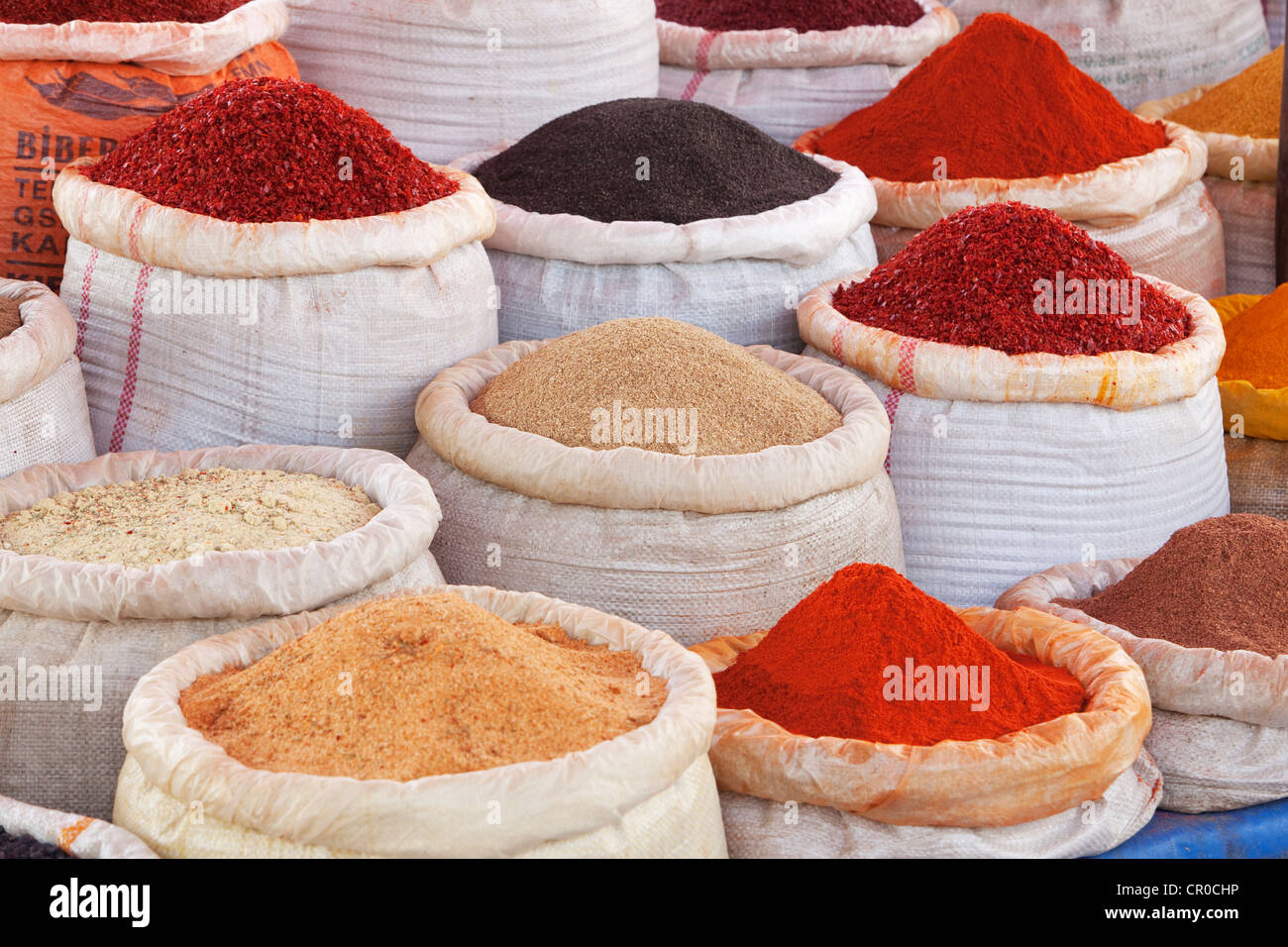 Spices at a market stall, Avanos, Cappadocia, Turkey, Asia Stock Photo ...