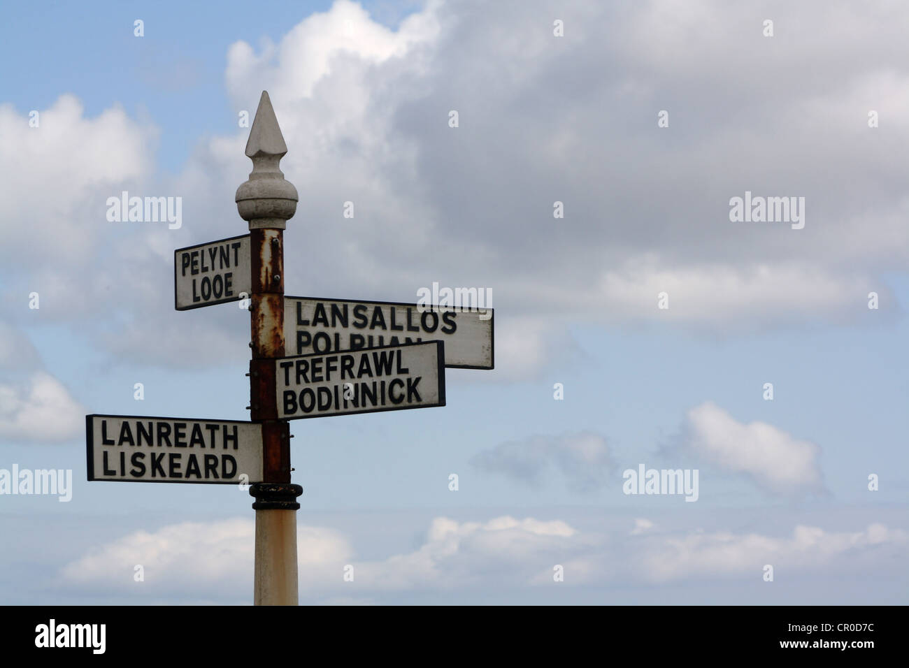 Signpost in Cornwall Stock Photo - Alamy