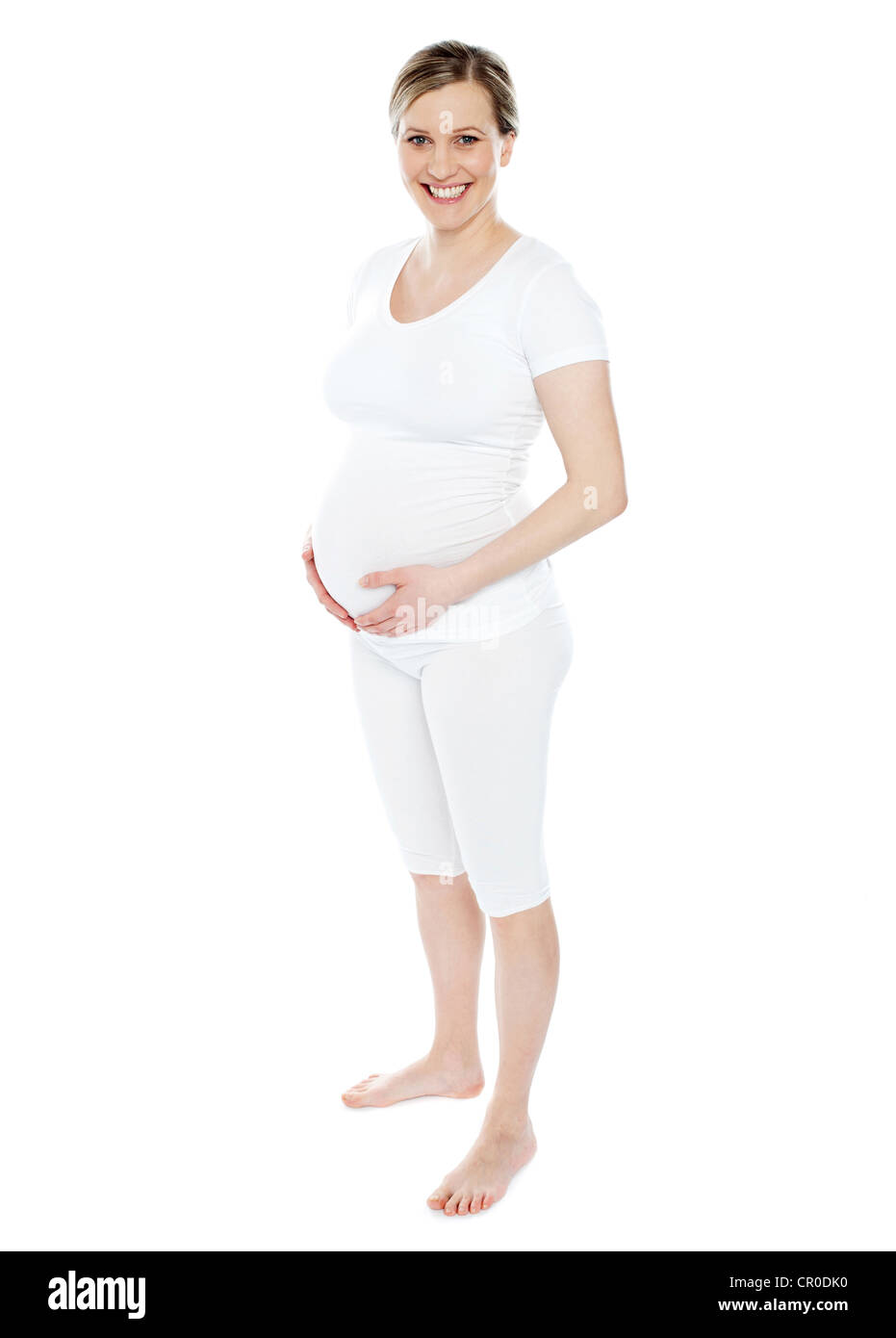 Attractive pregnant female caressing belly Cut Out Stock Images ...