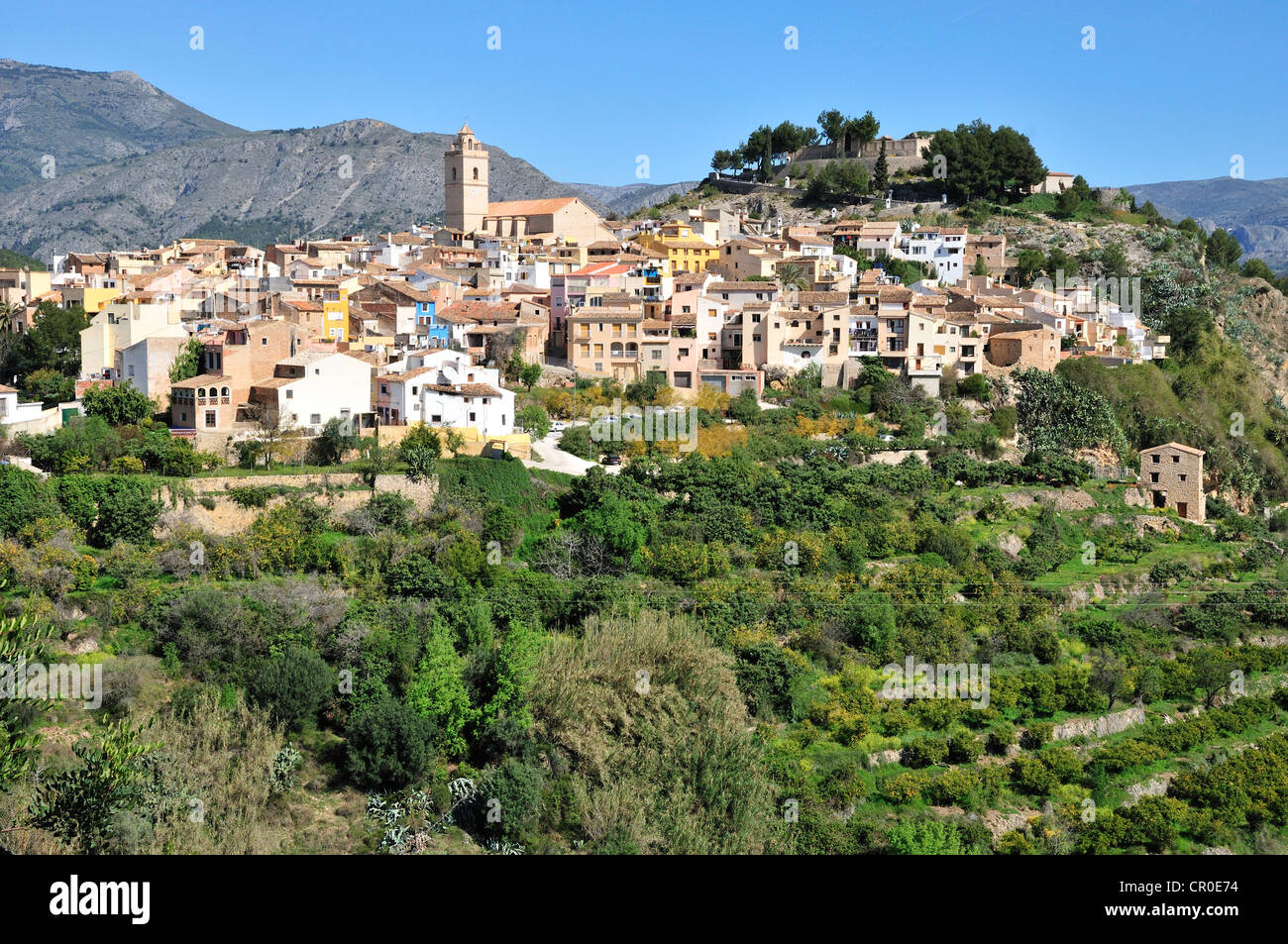View of the village Polop de la Marina, Costa Blanca, Spain, Europe ...