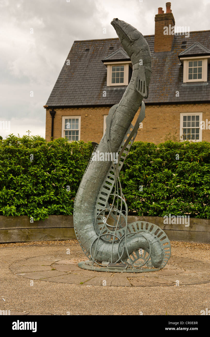Metalic Eel Statue in the Jubilee Gardens Ely, Cambridgeshire Stock ...