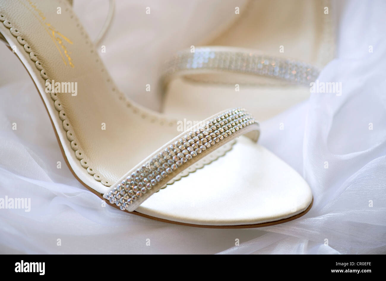 detail of bridal wedding shoes with sparkle diamante Stock Photo - Alamy