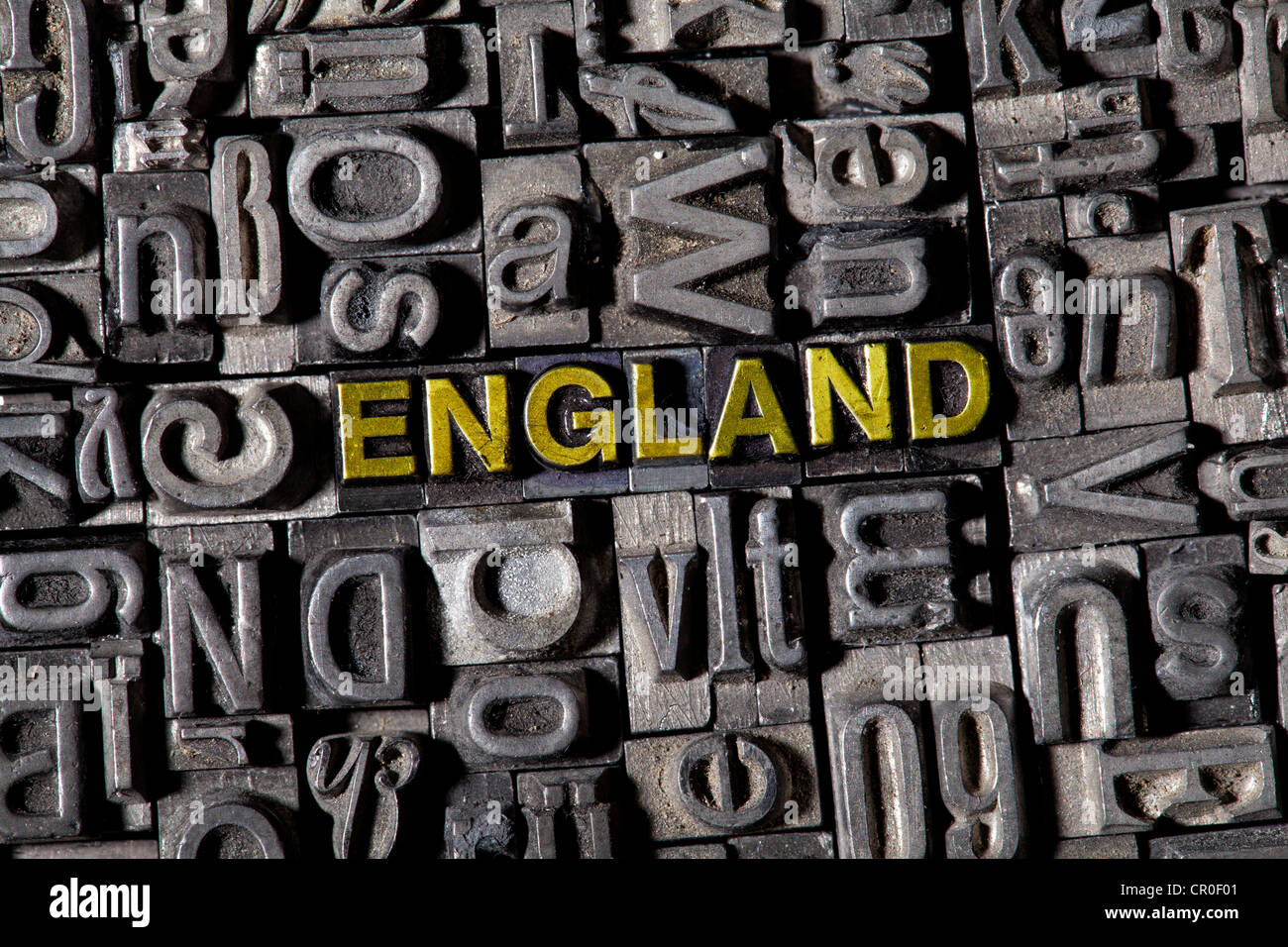 The word "England", made of old lead type Stock Photo - Alamy