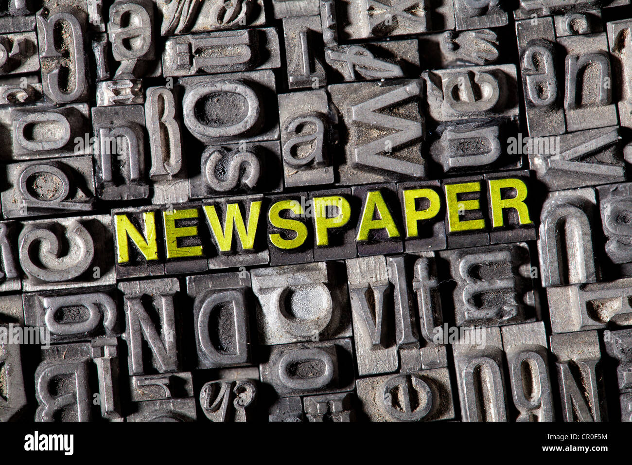 The word "newspaper", made of old lead type Stock Photo - Alamy