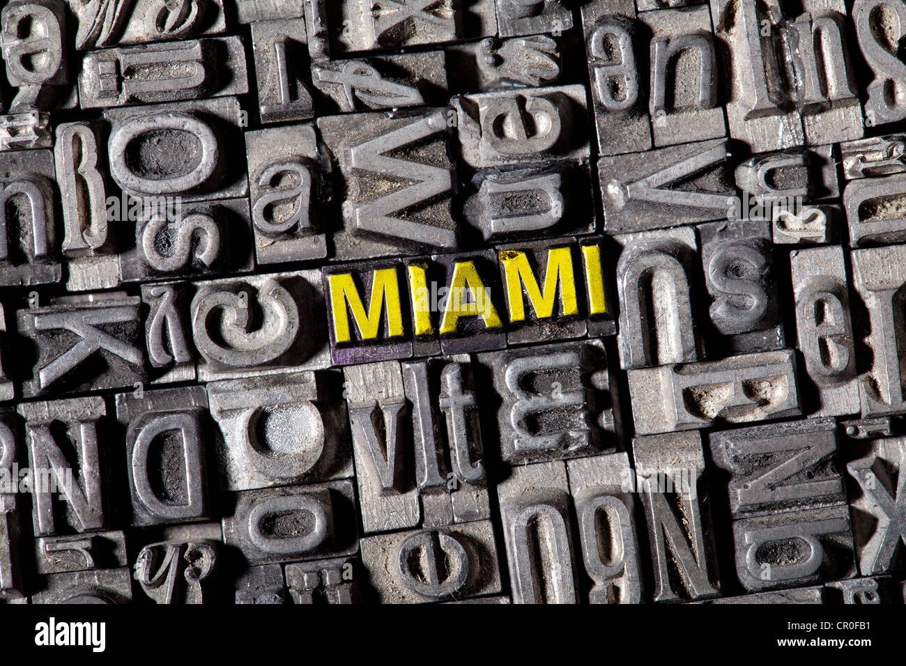 The word "Miami", made of old lead type Stock Photo - Alamy