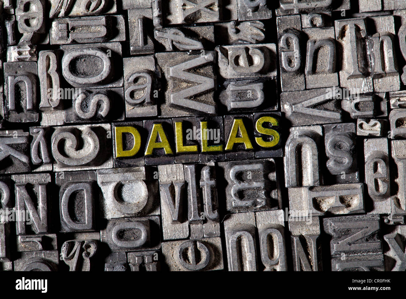 The word "Dallas" made of old lead type Stock Photo - Alamy