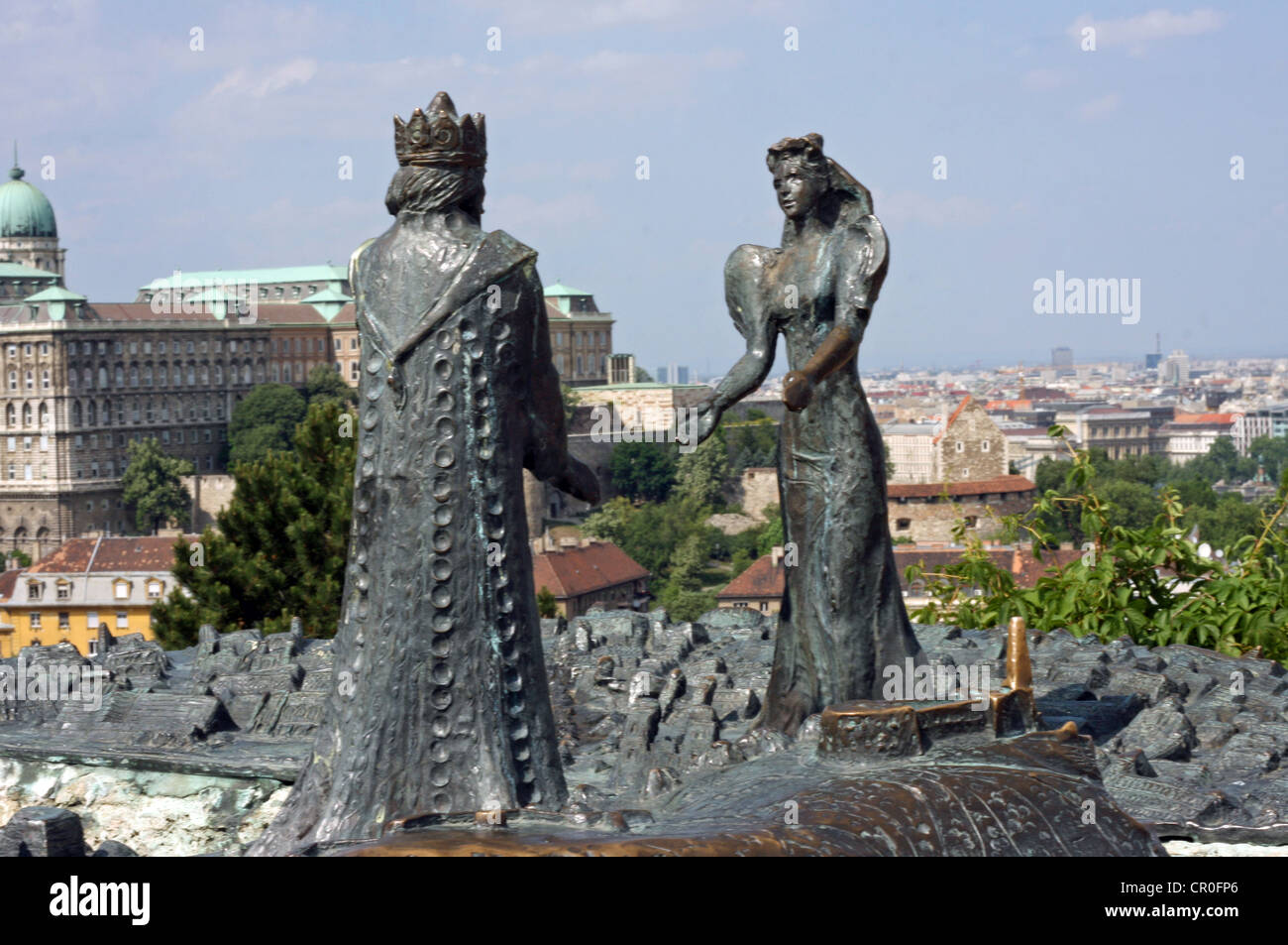 From the north side of Gellert-Hegy in Budapest. the bronze statue ...