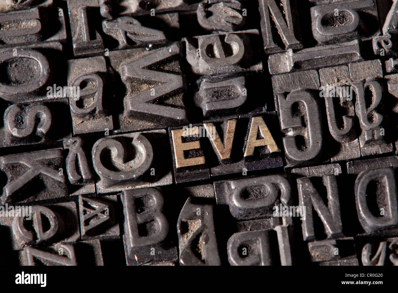 The word "Eva", made of old lead type Stock Photo - Alamy
