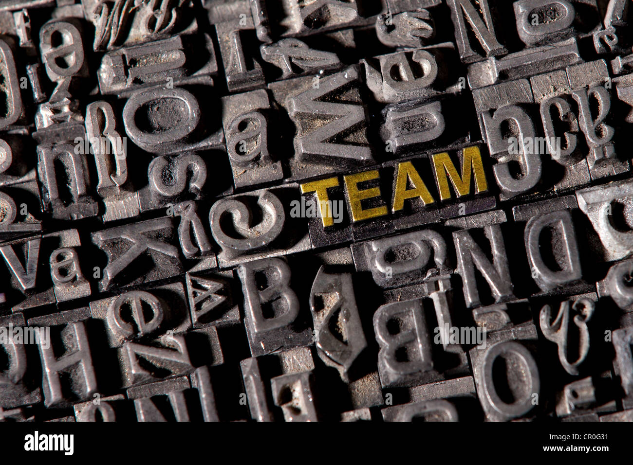The word "team", made of lead type Stock Photo - Alamy