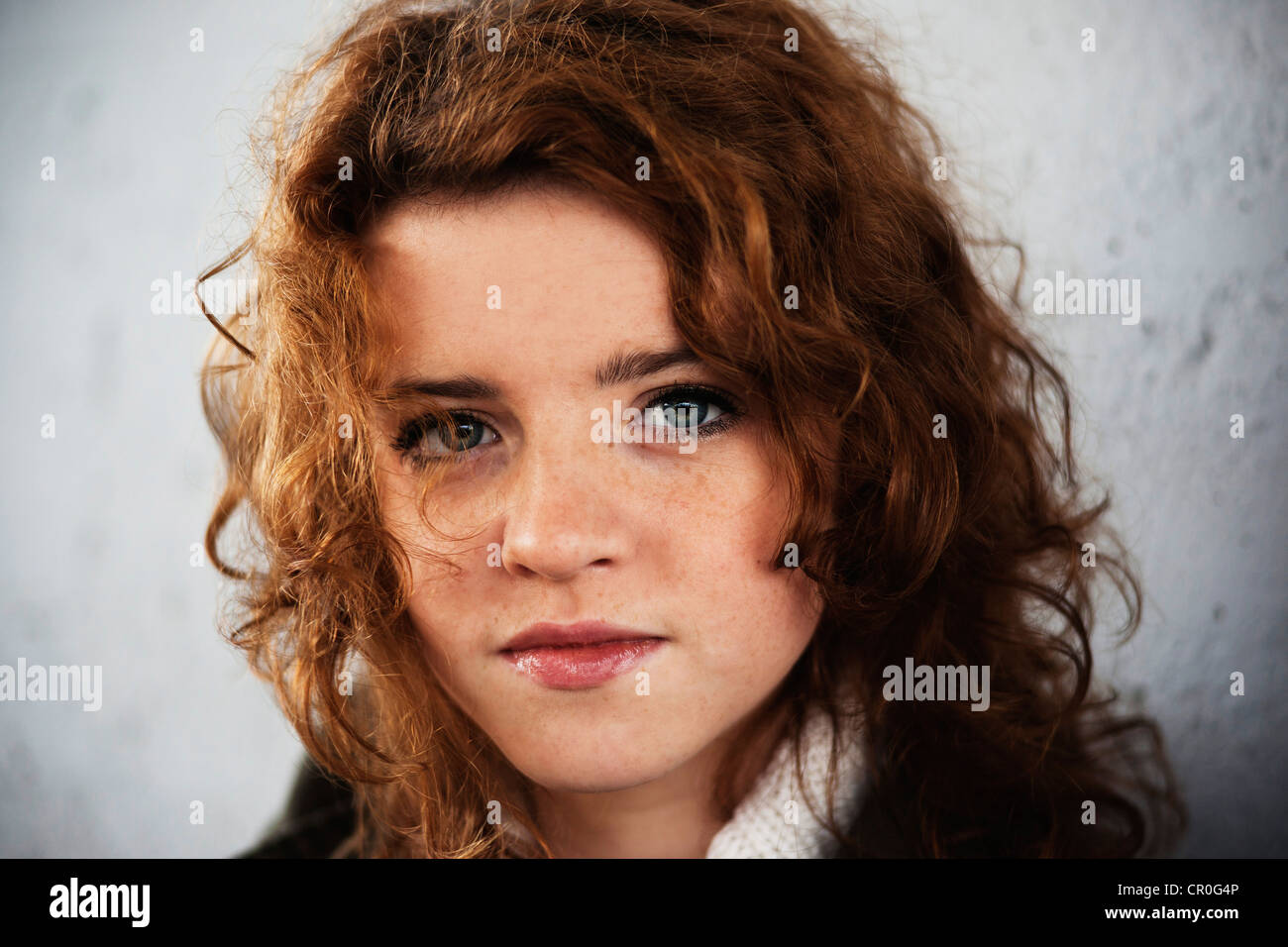 Girl with a serious expression, portrait Stock Photo - Alamy