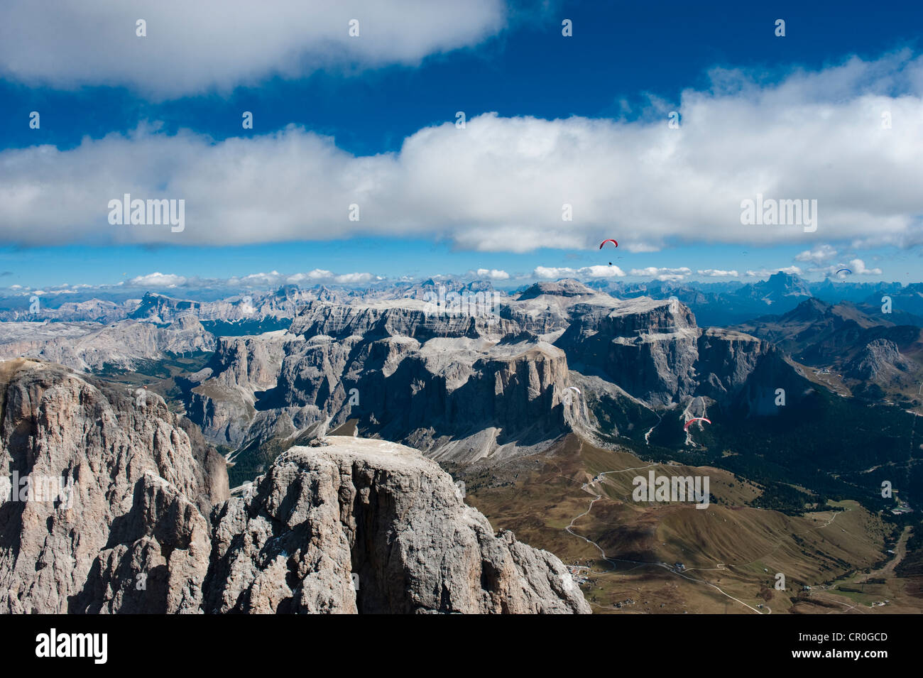 Aerial view, Sella Pass, Dolomites, Alto Adige, Italy, Europe Stock ...