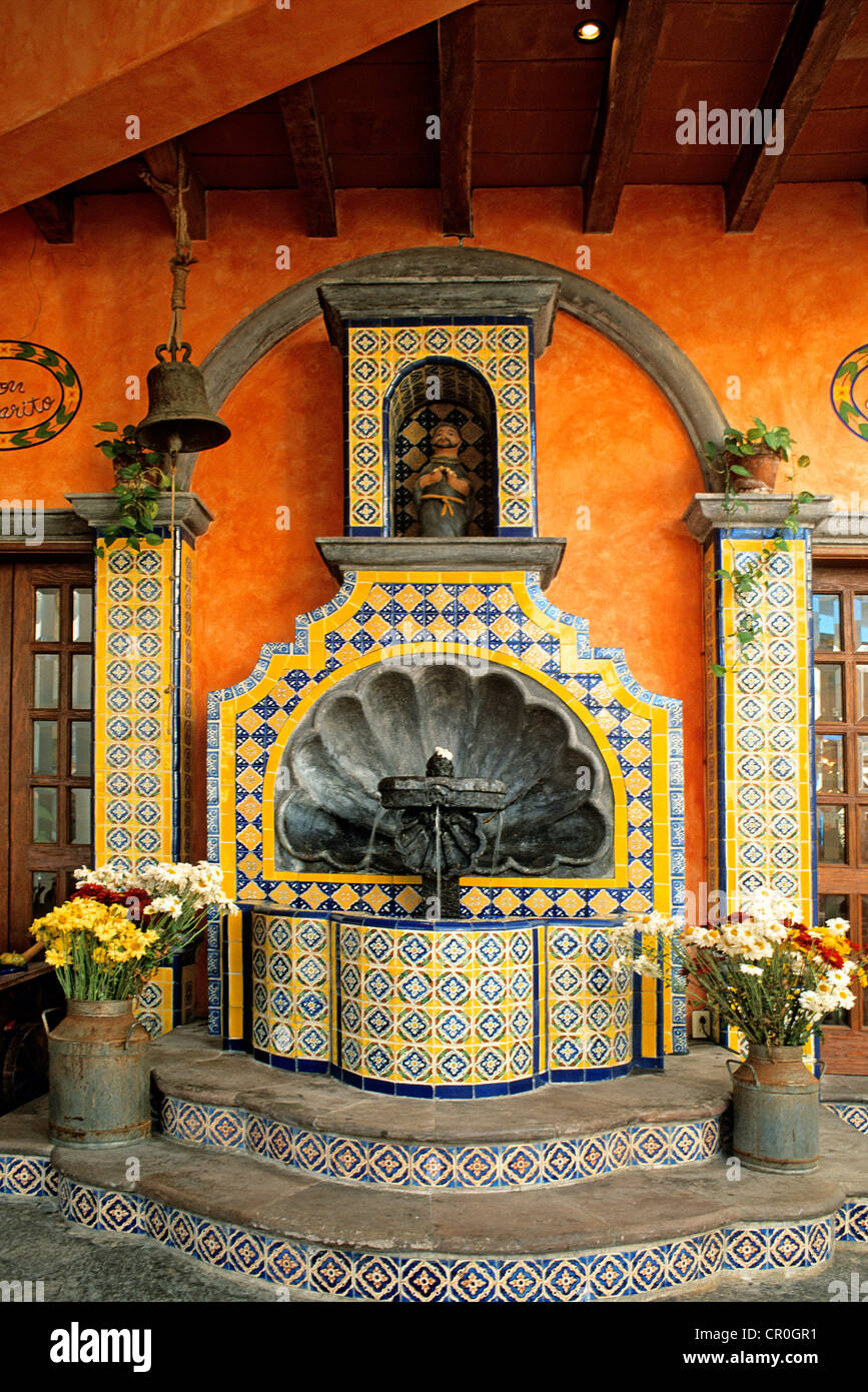 Mexico, Quintana Roo State, Cancun, patio in colonial style Stock Photo ...