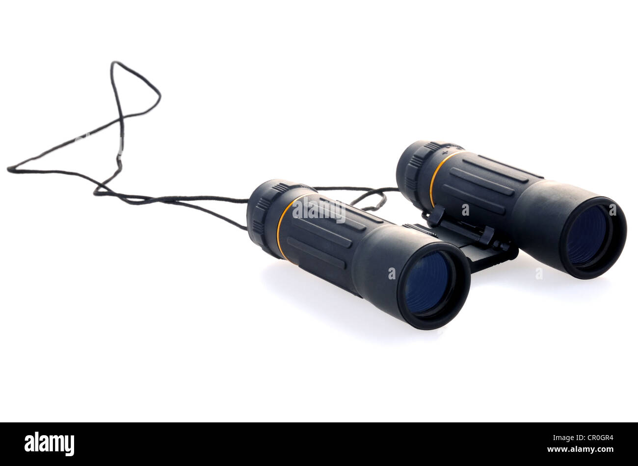 Black binoculars isolated with soft shadows on white background. Image ...