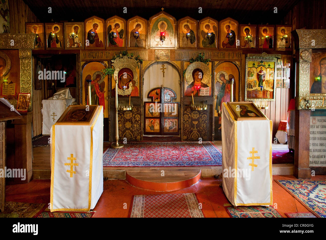 France, Paris, Russian Orthodox Church of St Seraphim of Sarov, altar ...