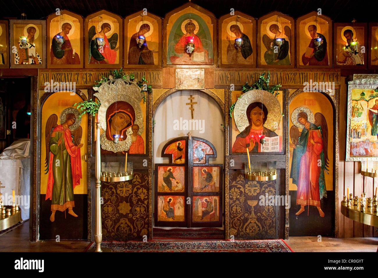 France, Paris, Russian Orthodox Church of St Seraphim of Sarov, altar ...