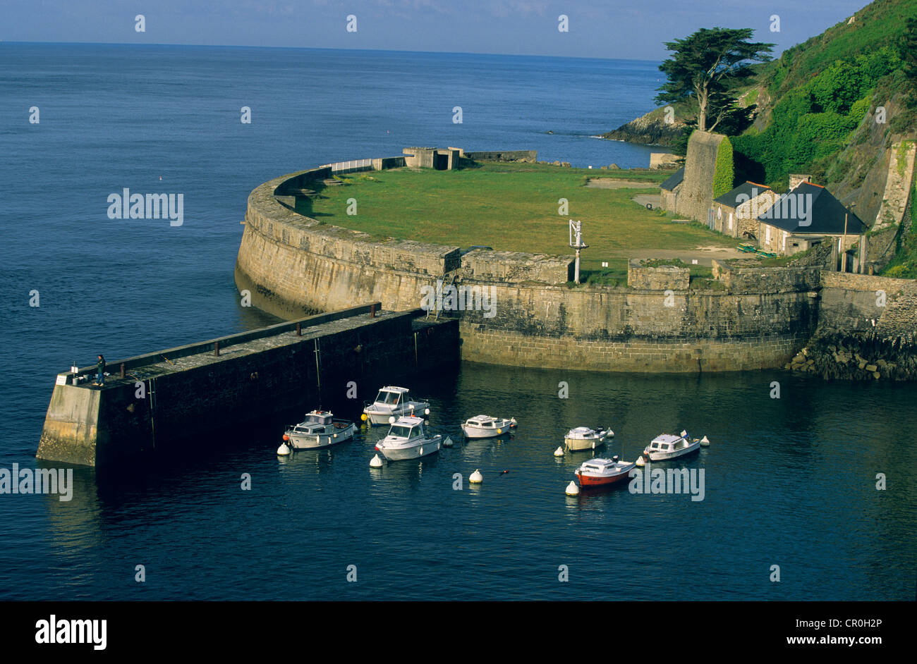France, Finistere, Plouzane, Mengant Fort in the Brest Roadstead Stock ...