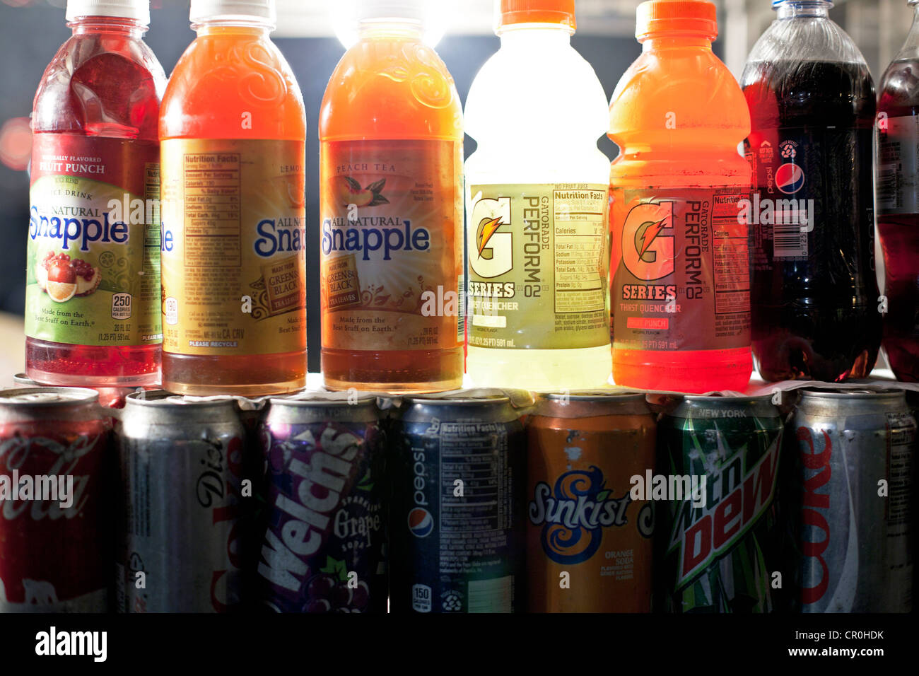 A selection of beverages are available at a vendor's truck Stock Photo ...