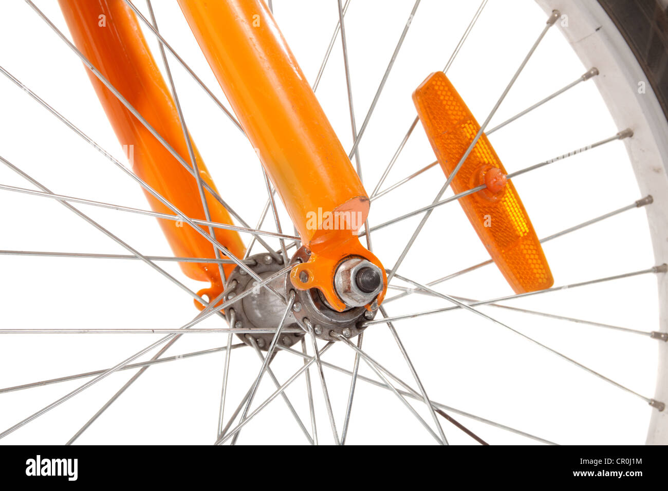 Bicycle wheel close-up, isolated on white Stock Photo - Alamy
