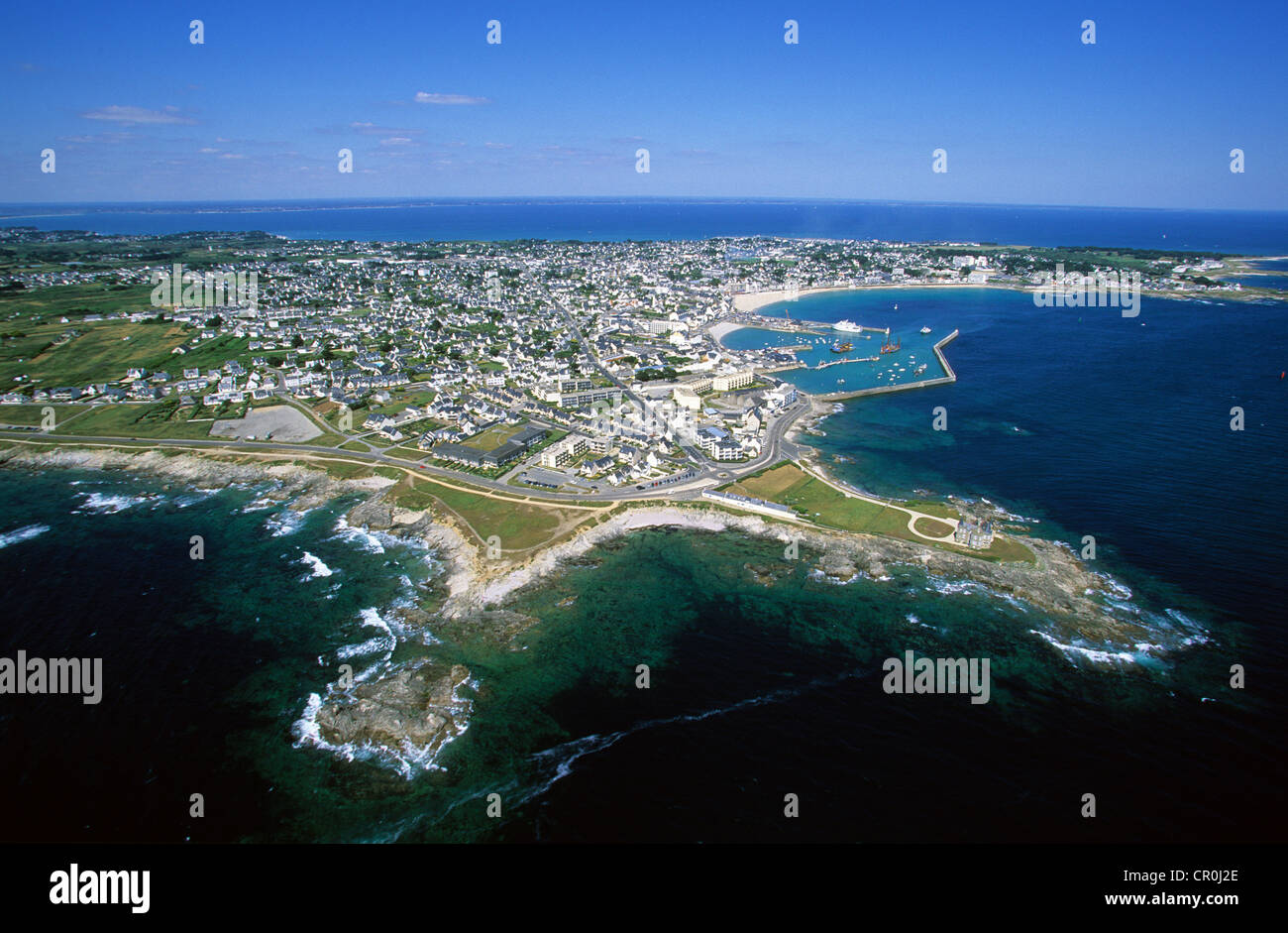 France, Morbihan, Presqu'ile de Quiberon, Quiberon (aerial view Stock ...