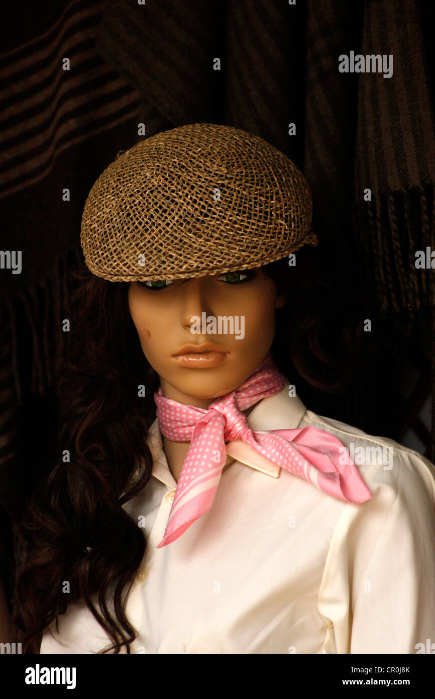 A mannequin wearing a typical Spanish cap and a neckerchief decorates a ...