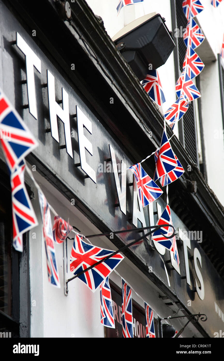 Union Jack flag outside pub in Shrewsbury Stock Photo - Alamy