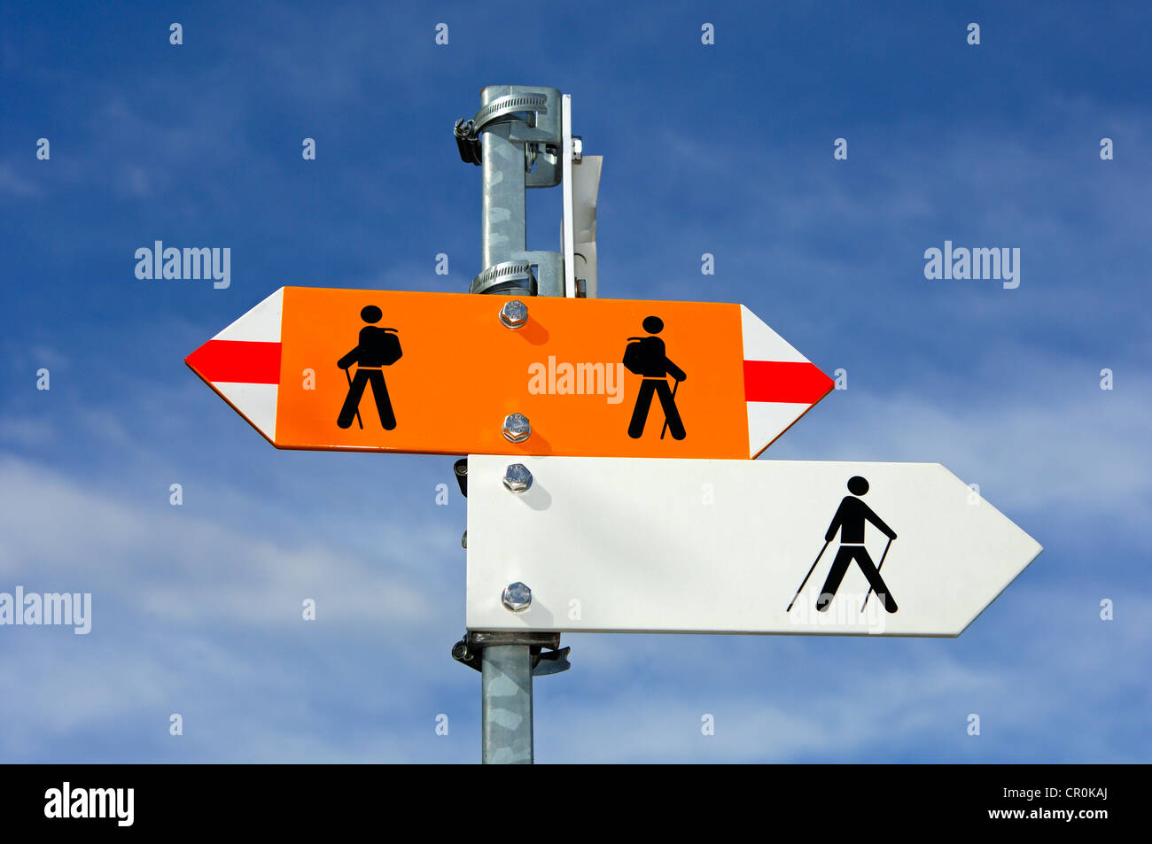 Sign post for hiking and Nordic Walking trail Stock Photo - Alamy