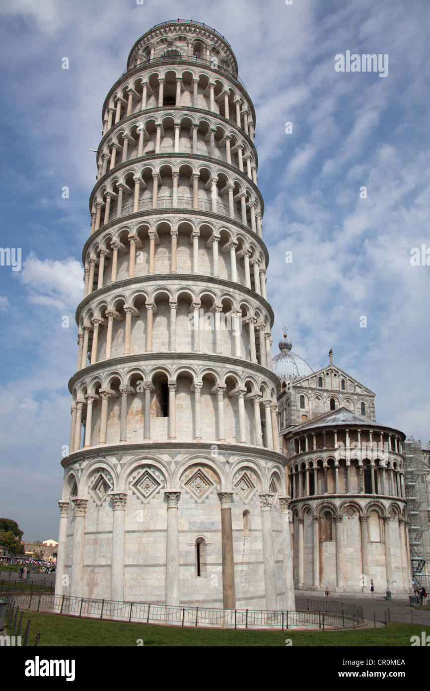 City of Pisa, Italy. Picturesque view of the Leaning Tower of Pisa with ...