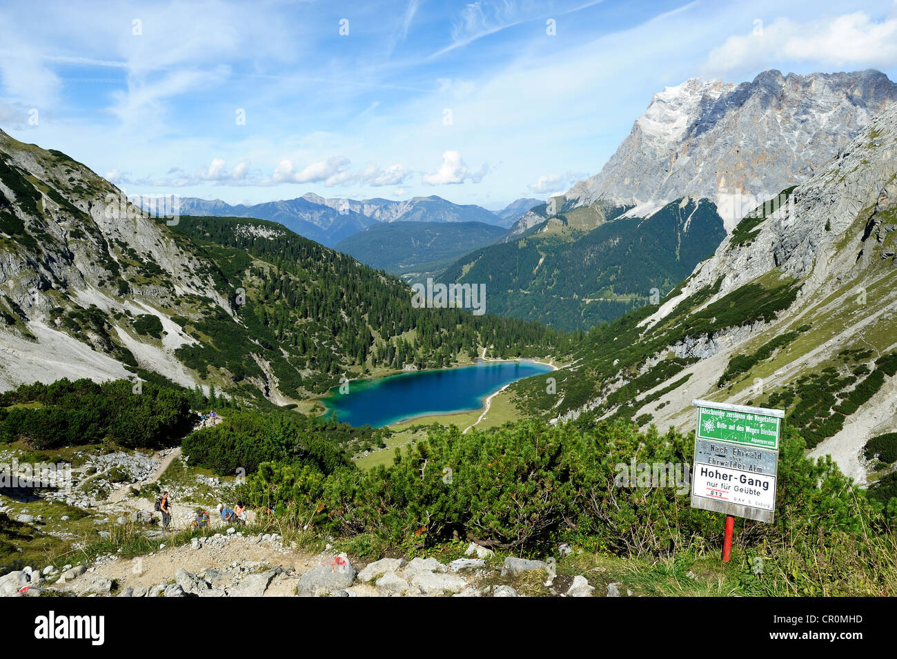 Panoramic views from Coburg Hut to Seebensee Lake and Mt Zugspitze ...