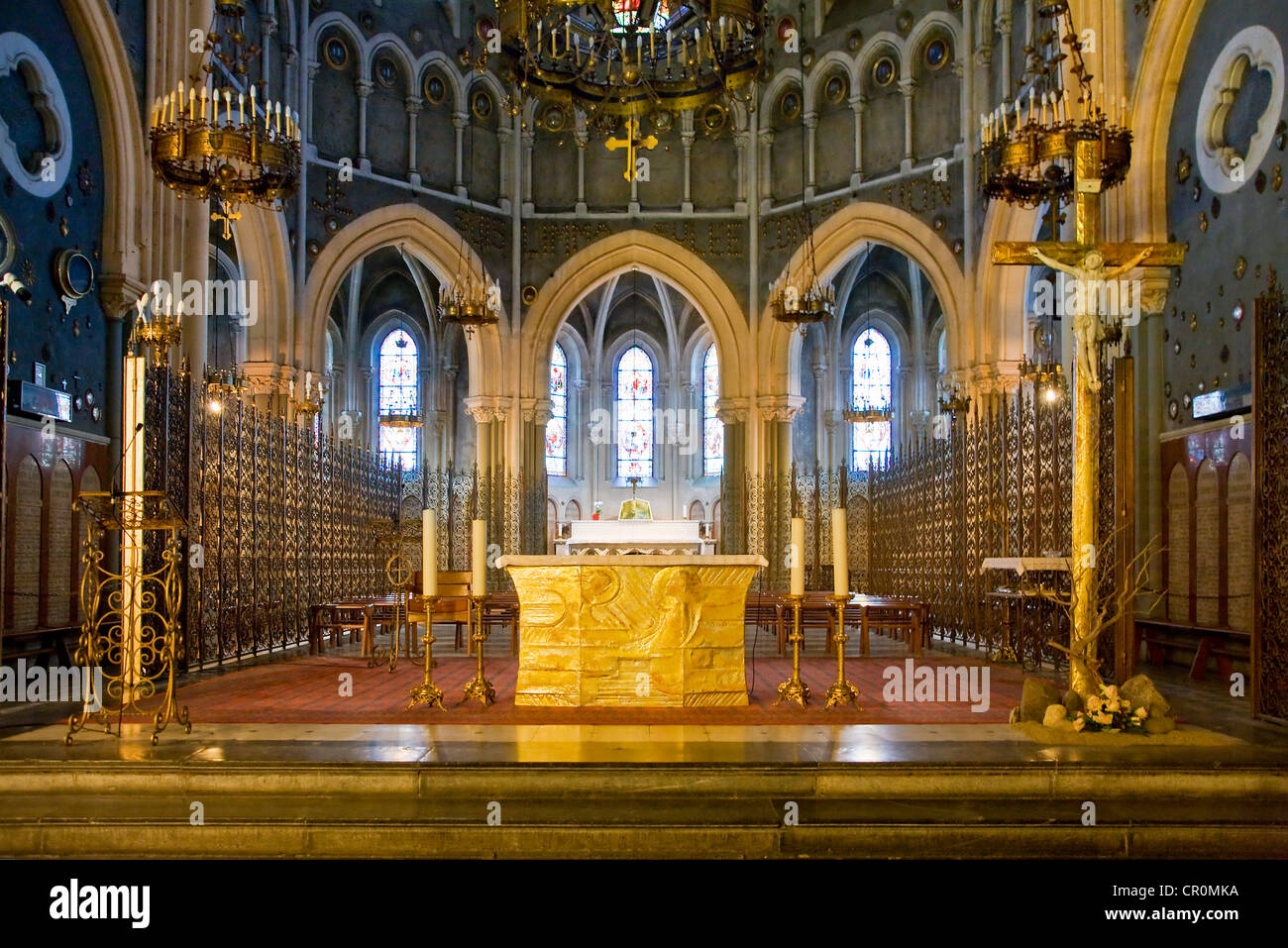 France, Hautes Pyrenees, Lourdes, altar of basilica of Immaculate ...
