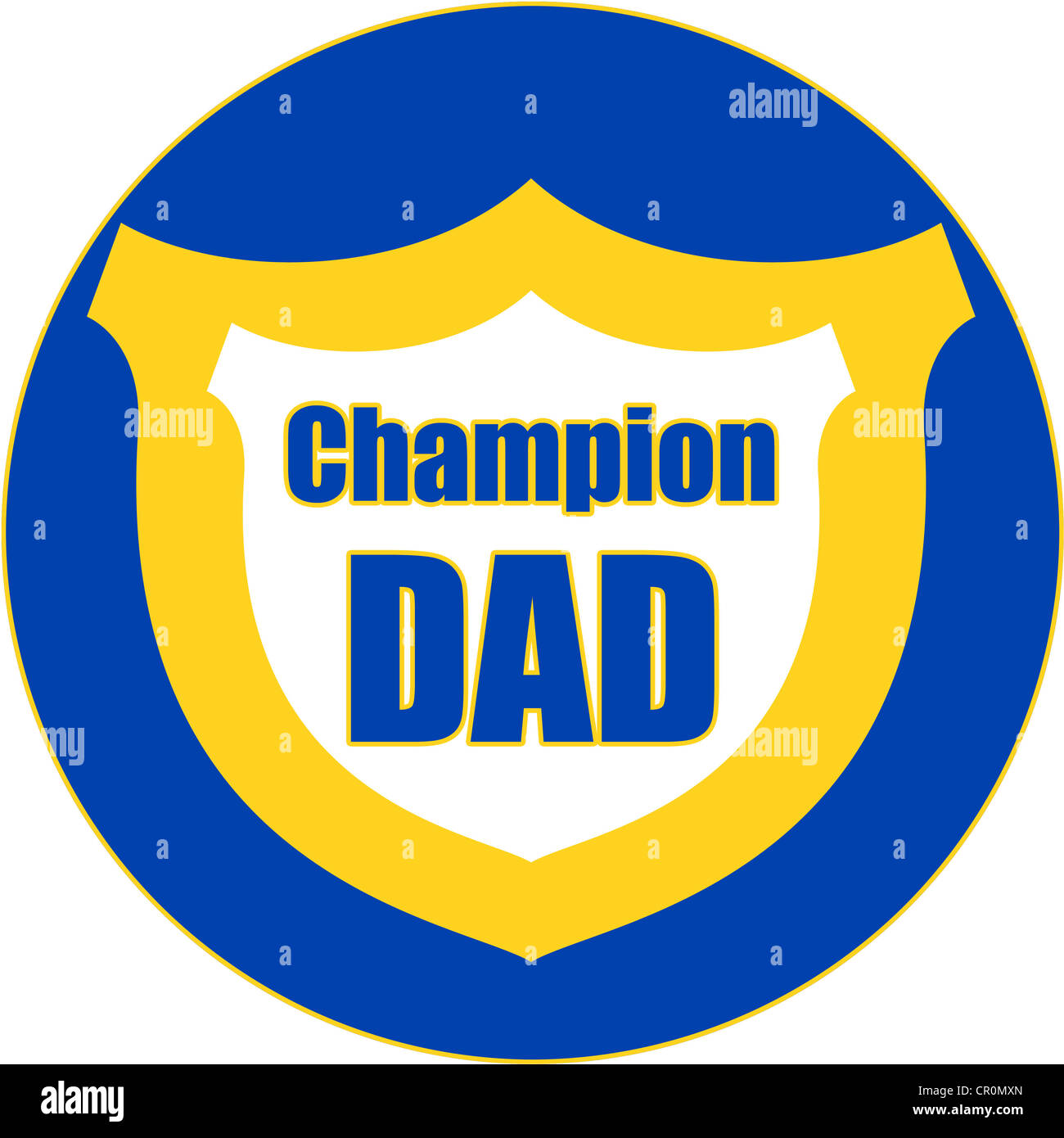 Champion Dad medal in blue, yellow and white Stock Photo - Alamy