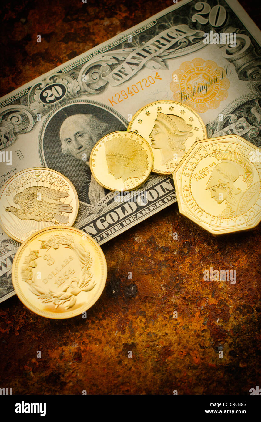 Studio shot of gold coins Stock Photo - Alamy