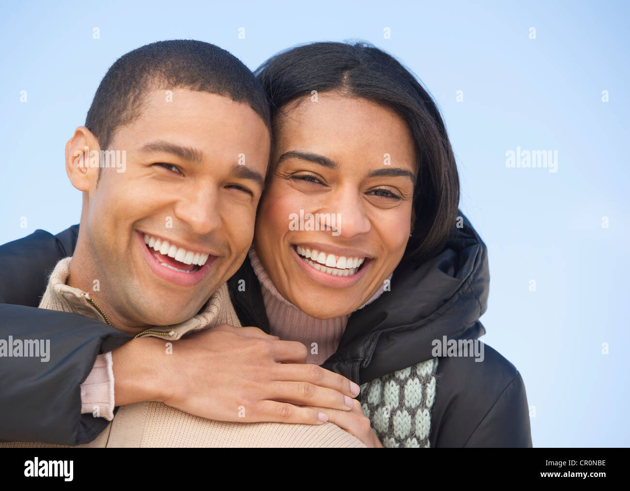 USA, New Jersey, Jersey City, Portrait of couple embracing Stock Photo ...