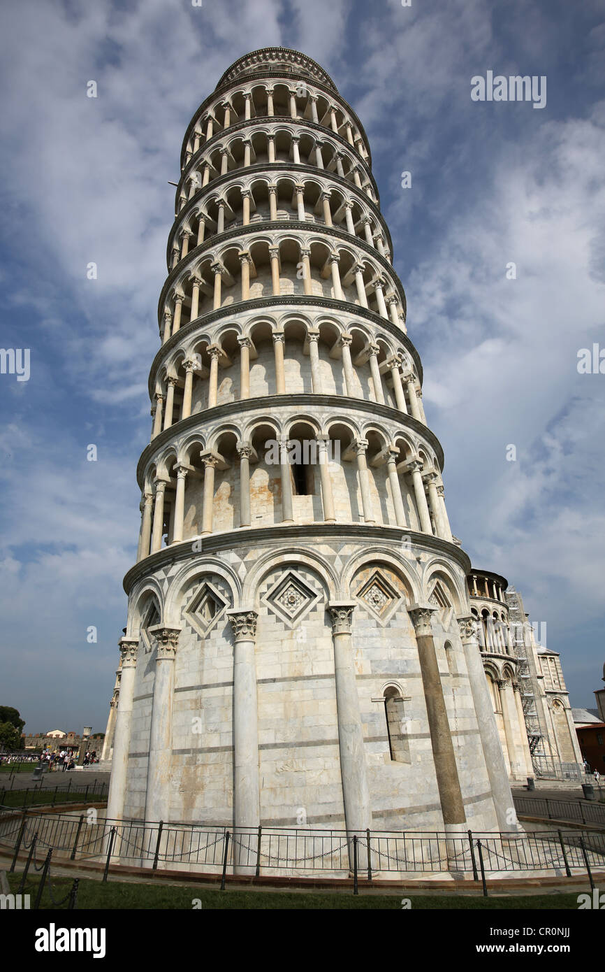 City of Pisa, Italy. Picturesque view of the Leaning Tower of Pisa with ...