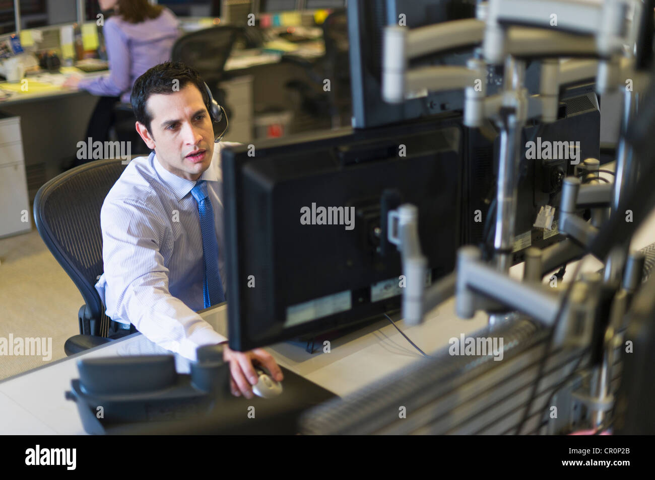 USA, New York, New York City, Traders at trading desk Stock Photo - Alamy