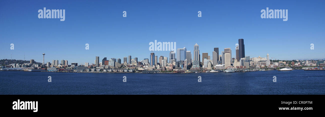 Panorama - Seattle waterfront skyline, downtown, Puget Sound, Pacific ...