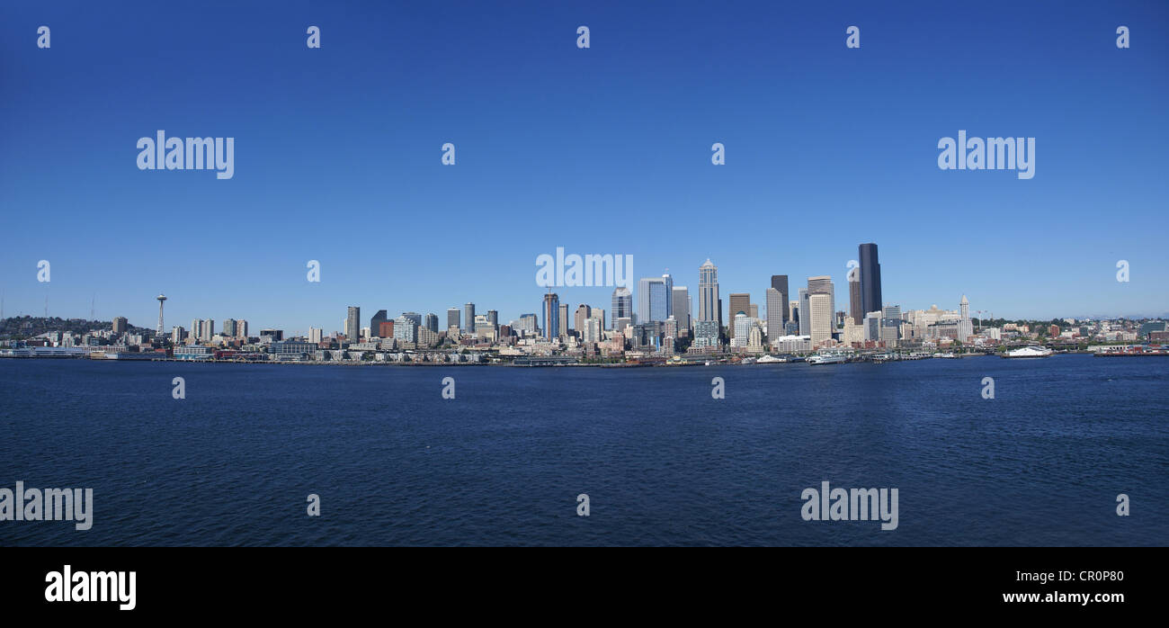 Panorama - Seattle waterfront skyline, downtown, Puget Sound, Pacific ...