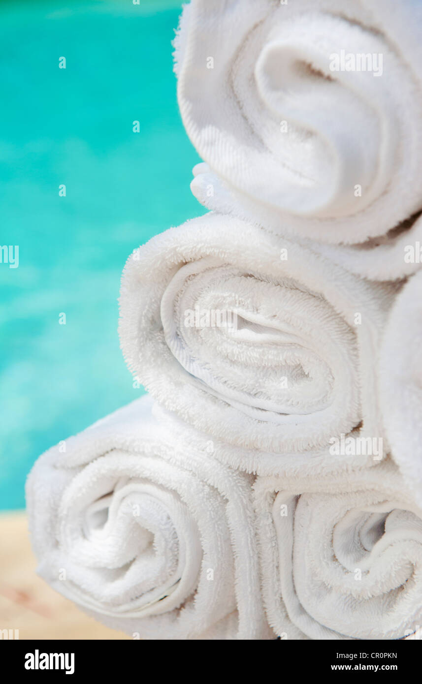 Stack rolled white towels hi-res stock photography and images - Alamy