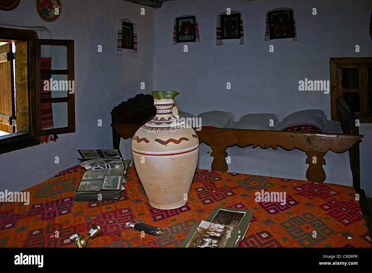 Romanian farmhouse interior, the Banat region (part of Transylvania ...