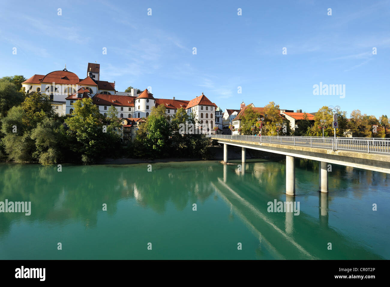 St. Mang's Abbey Fuessen or Fuessen Abbey on the Lech river, Fuessen ...