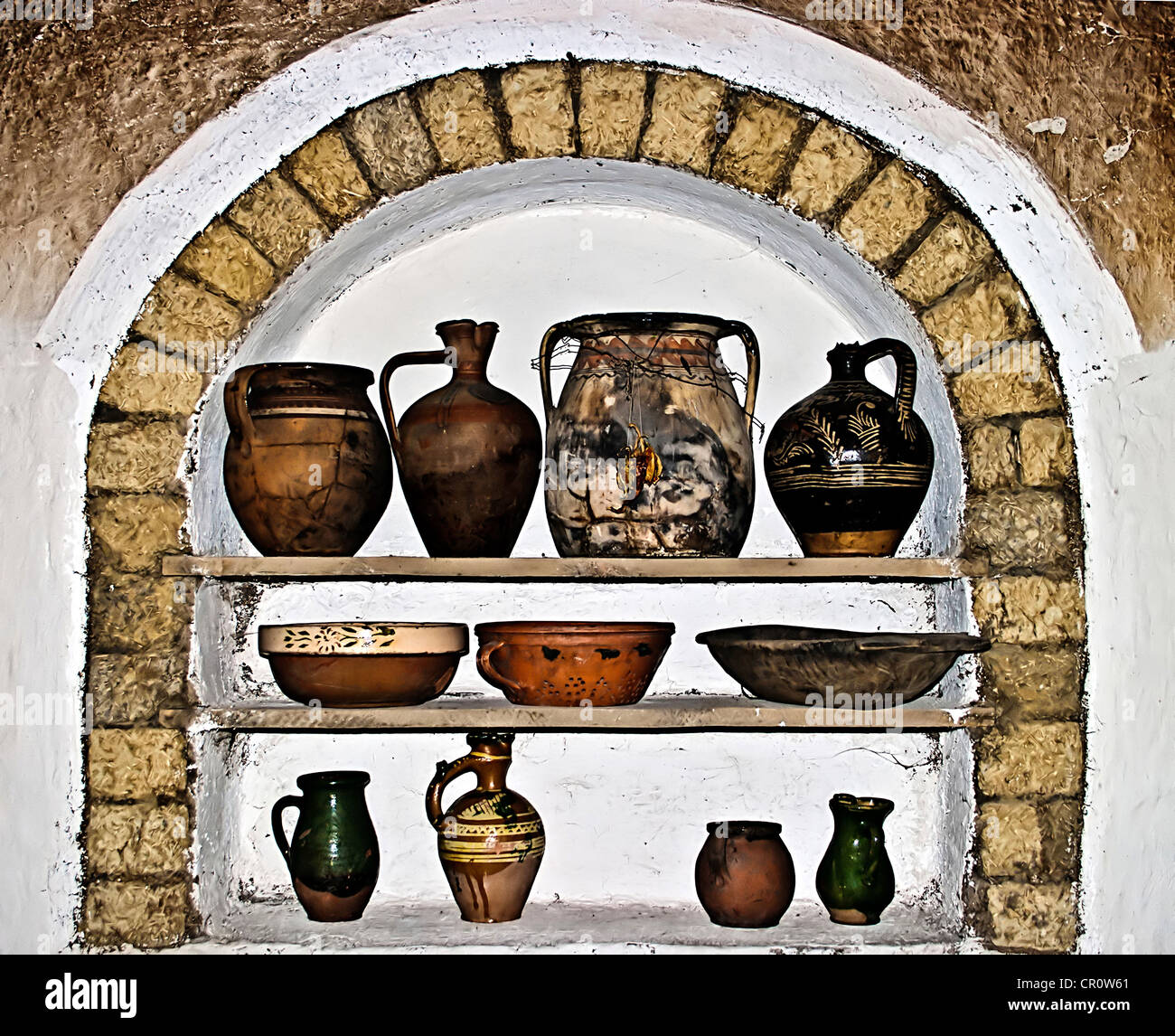Romanian farmhouse interior, the Banat region (part of Transylvania ...
