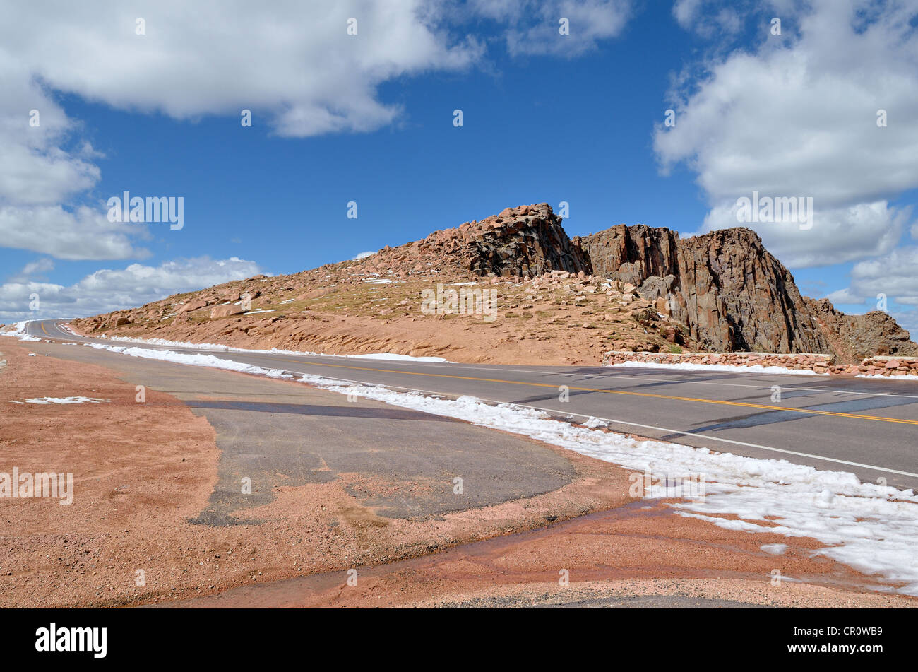Empty parking lot alongside Pikes Peak Highway, Colorado Springs ...